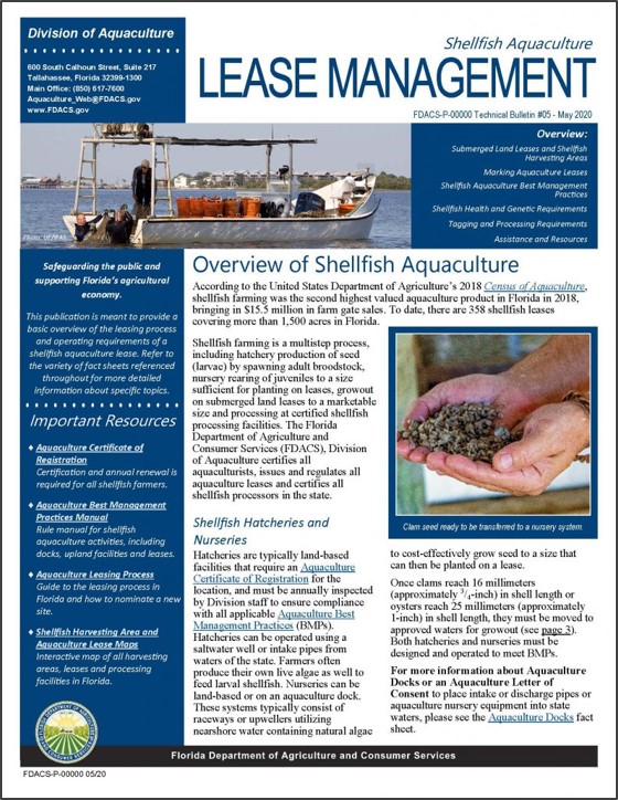 Acquiring a Lease - Florida Shellfish Aquaculture Online Resource Guide